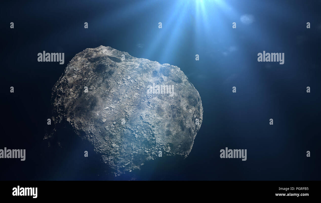 asteroid in outer space, solar system object (3d rendering Stock Photo ...