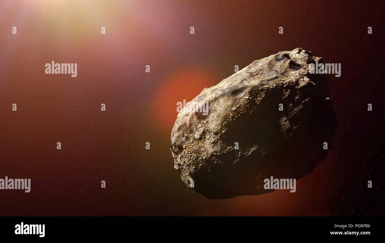 asteroid in outer space, solar system object (3d illustration Stock ...