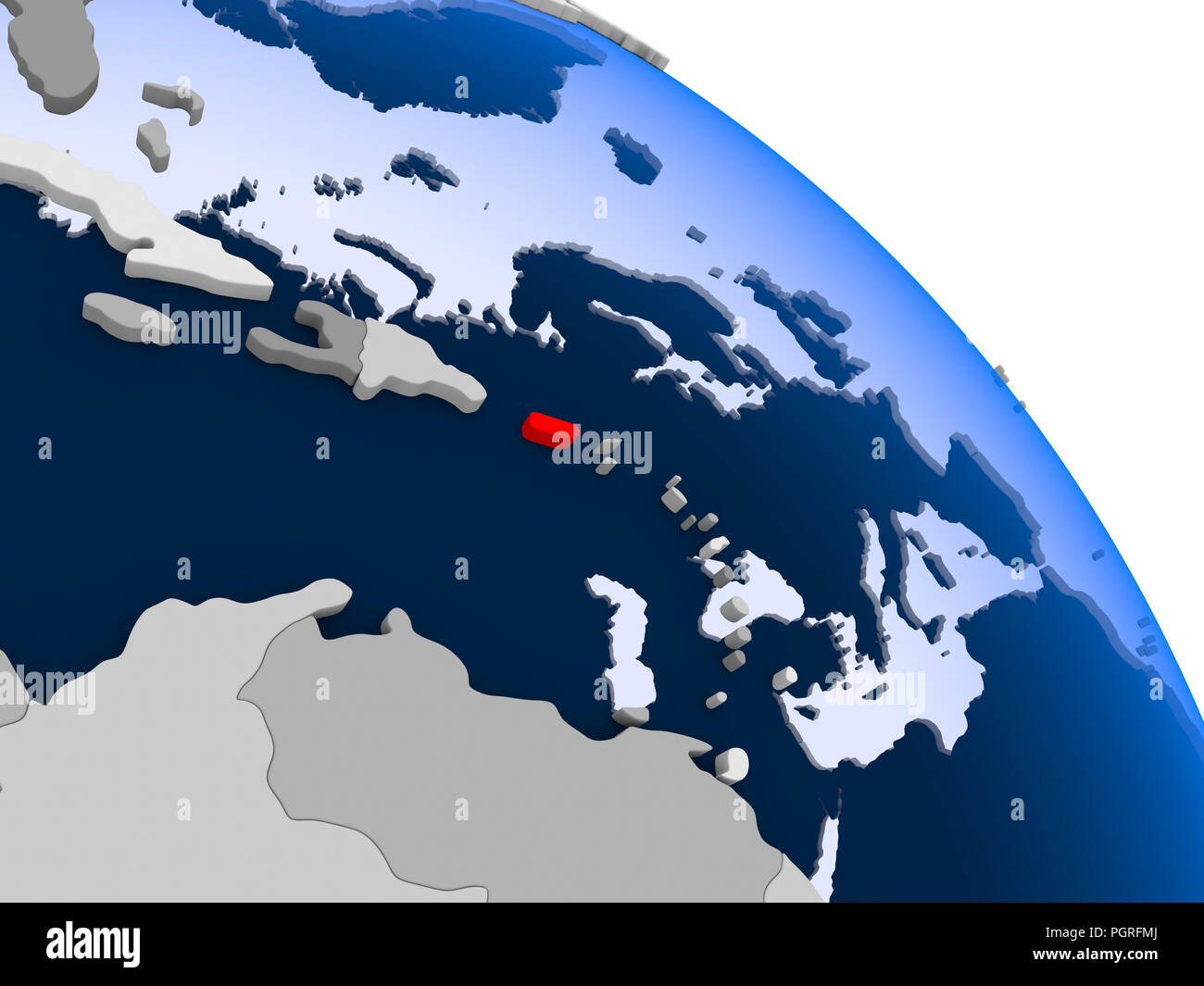 Illustration of Puerto Rico highlighted in red on globe with ...