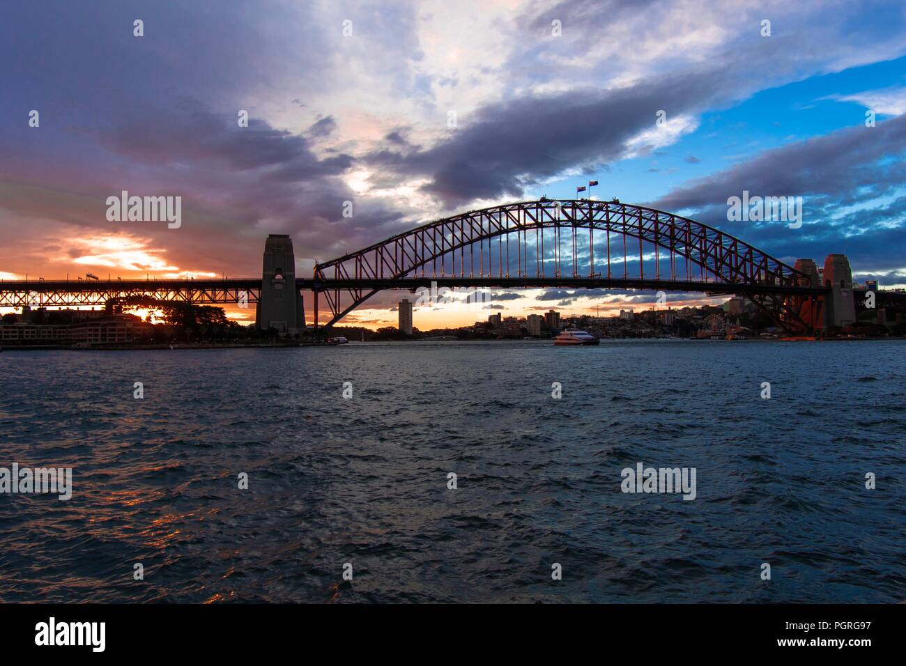 Sydney, Harbour Bridge at Sunset Stock Photo - Alamy