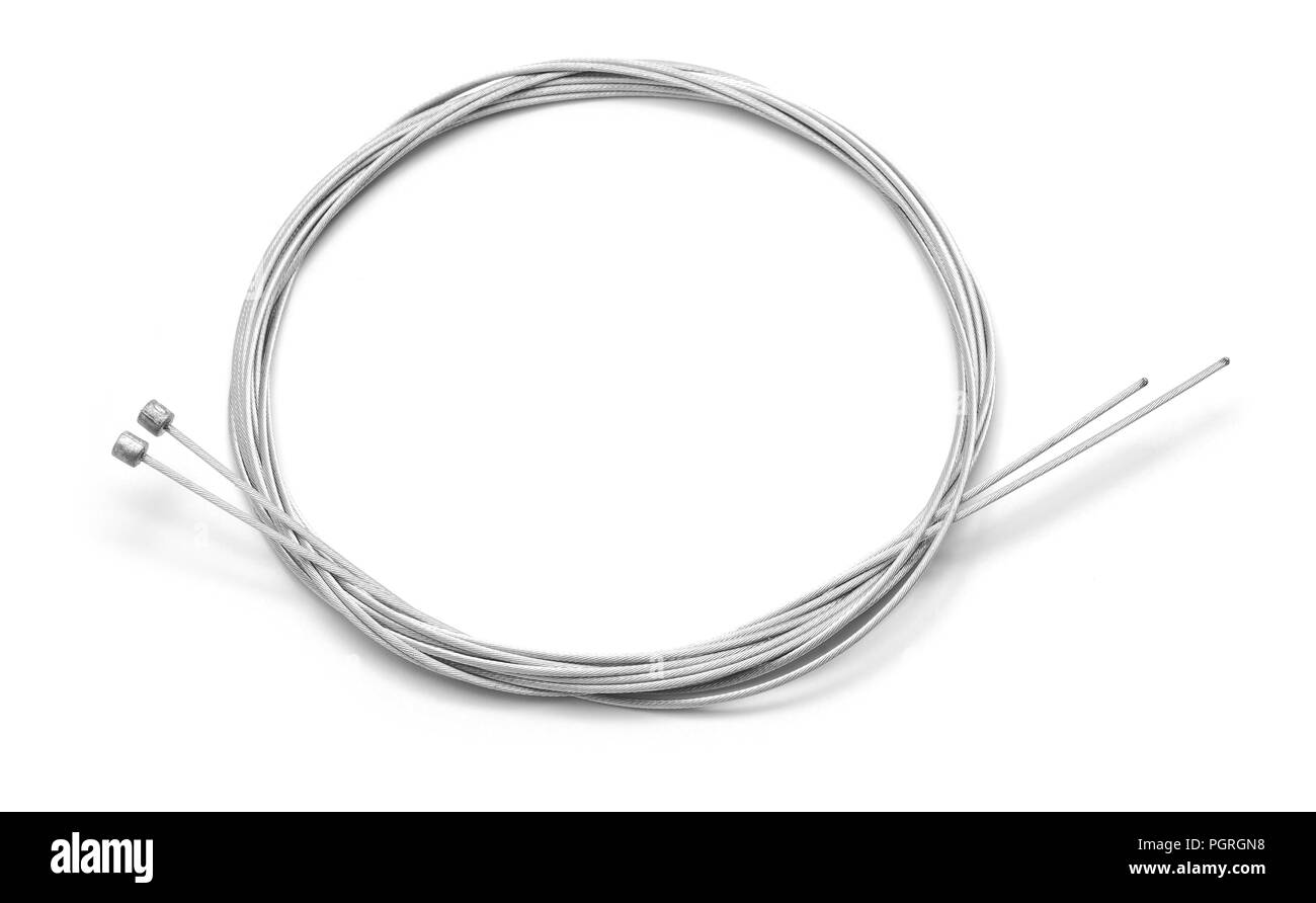 bicycle brakes steel cable isolated on white Stock Photo - Alamy