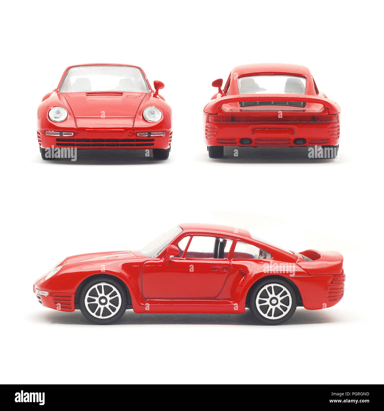 red toy car isolated on white, front and rear view Stock Photo - Alamy