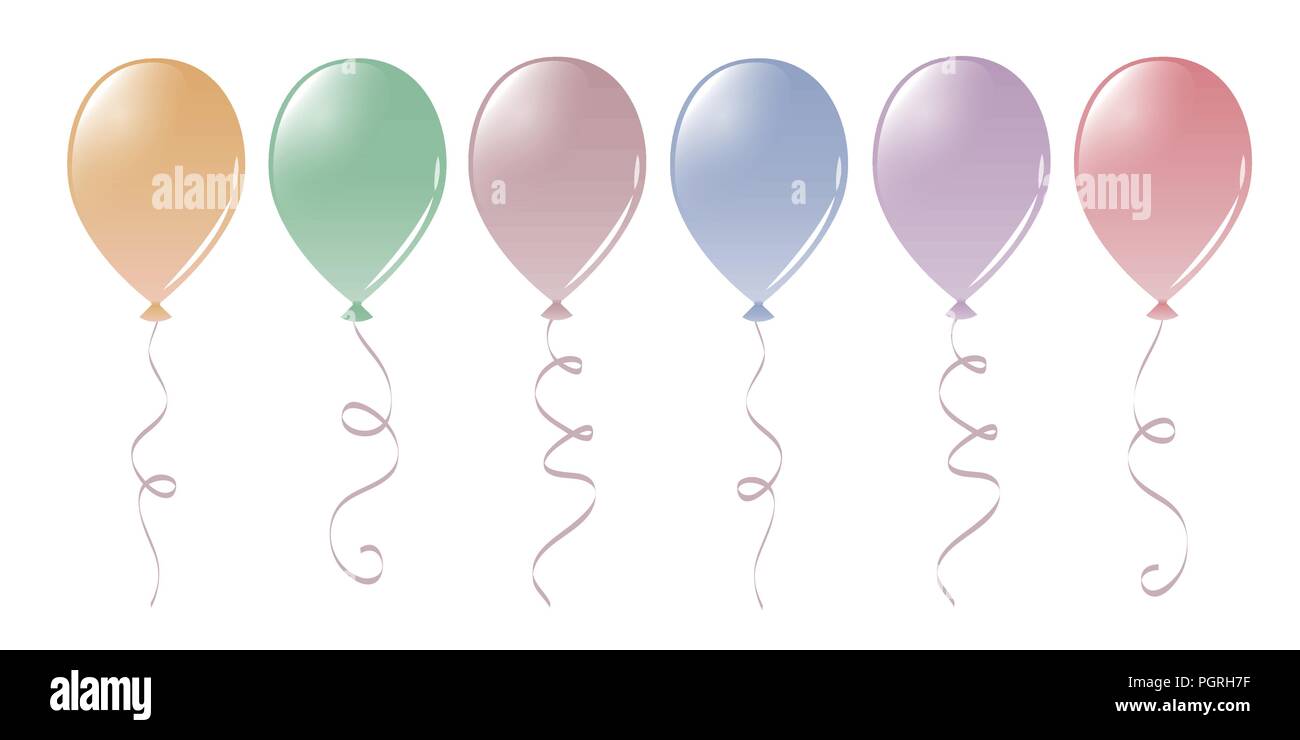 colorful balloons set pastel colors vector illustartion EPS10 Stock ...