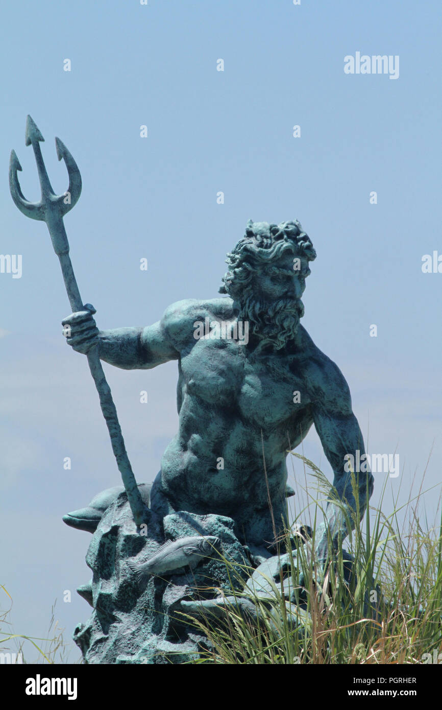 Close-up of King Neptune statue by artist Paul DiPasquale in Cape ...