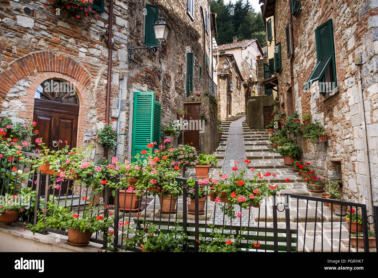Montieri, Grosseto, Tuscany - ancient village with the typical narrow ...