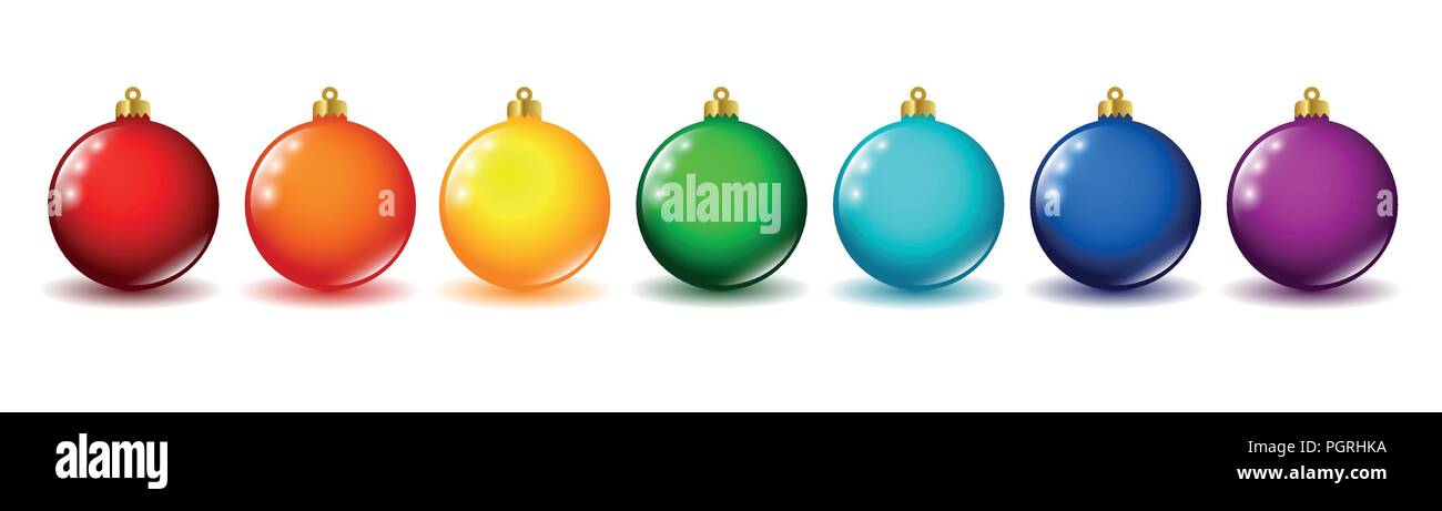 set christmas bauble rainbow color vector illustration EPS10 Stock ...