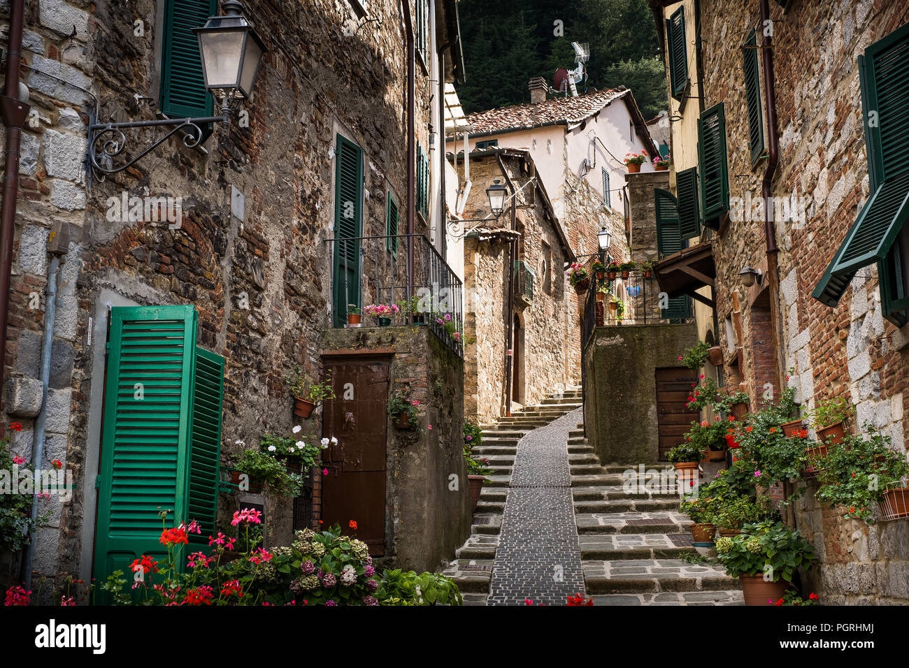 Montieri, Grosseto, Tuscany - ancient village with the typical narrow ...