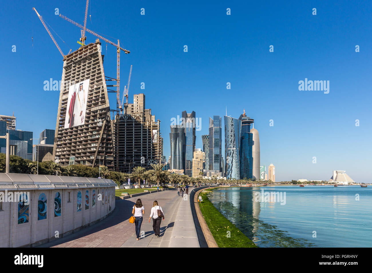 Doha, Qatar - Jan 8th 2018 - Moderns buildings under construction in ...