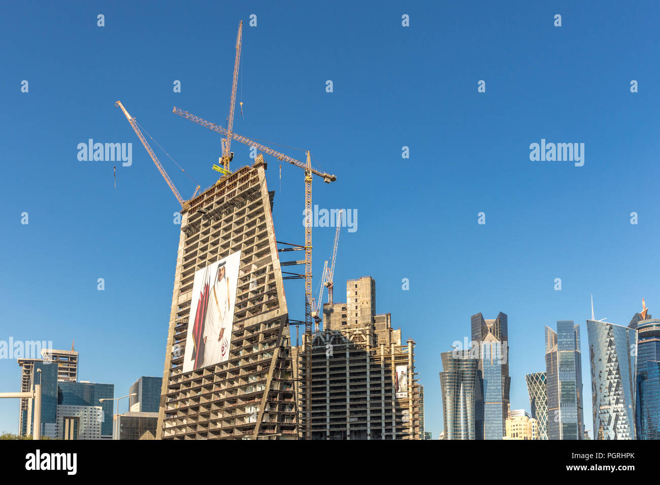 Doha, Qatar - Jan 8th 2018 - Moderns buildings under construction in ...