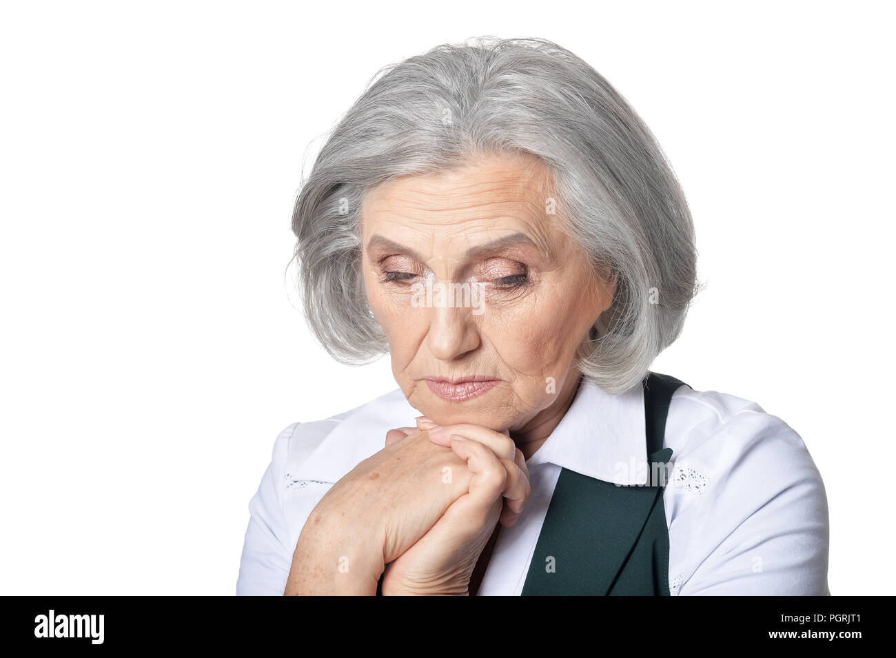 Close-up portrait of a serious senior woman Stock Photo - Alamy
