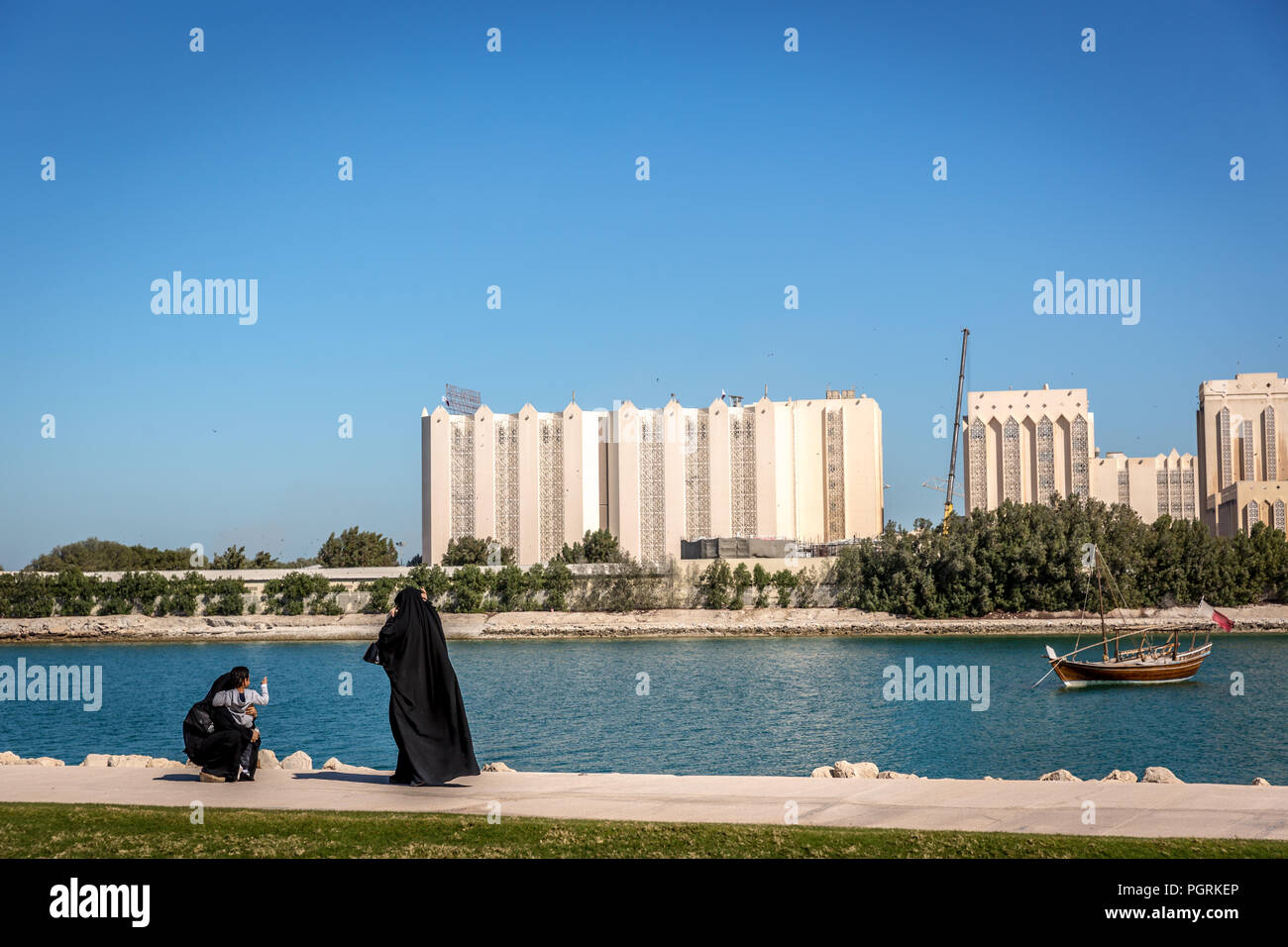 Doha, Qatar - Jan 9th 2018 - Locals and Residents enjoying a open area ...