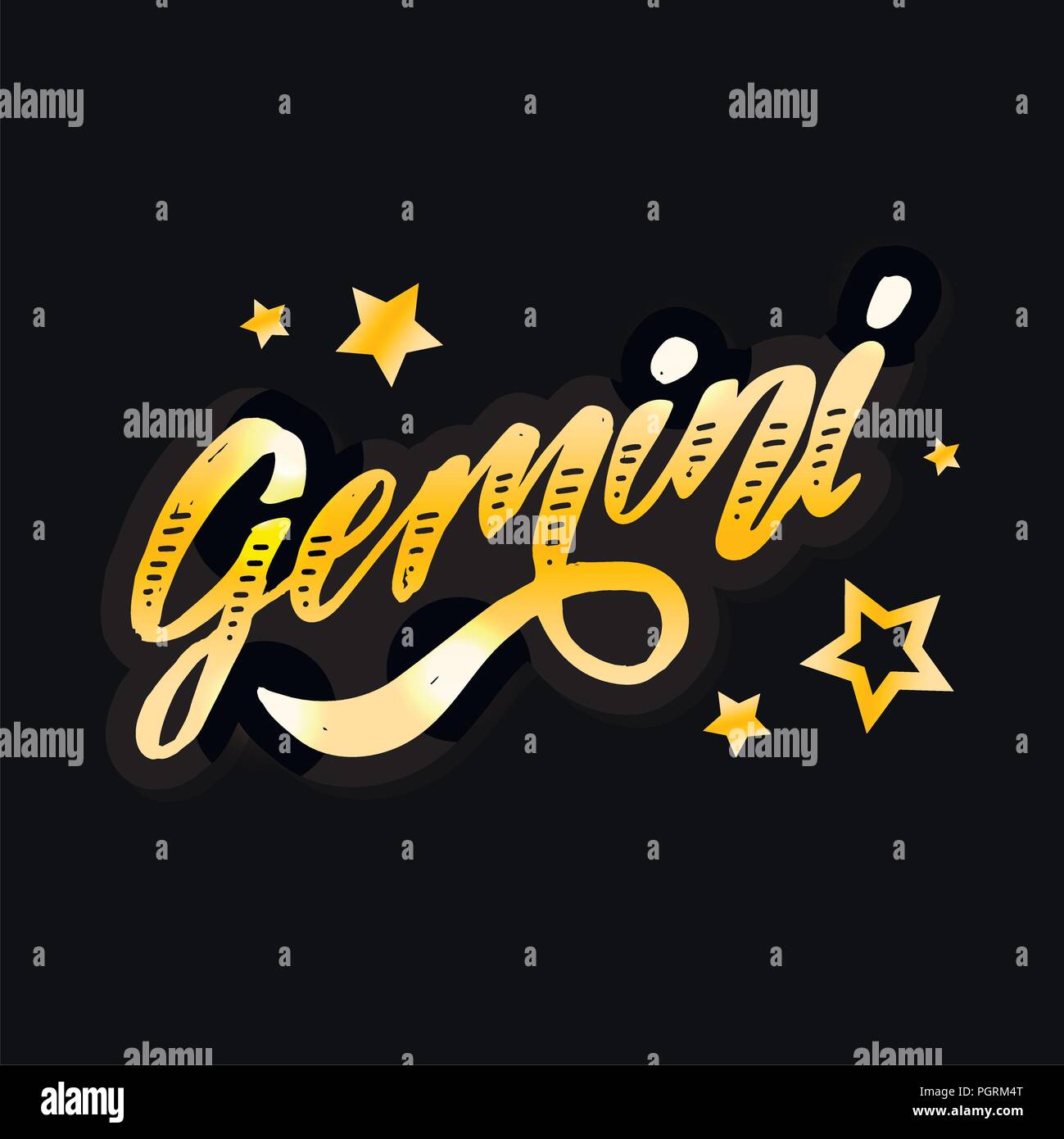 Gemini lettering Calligraphy Brush Text horoscope Zodiac sign ...