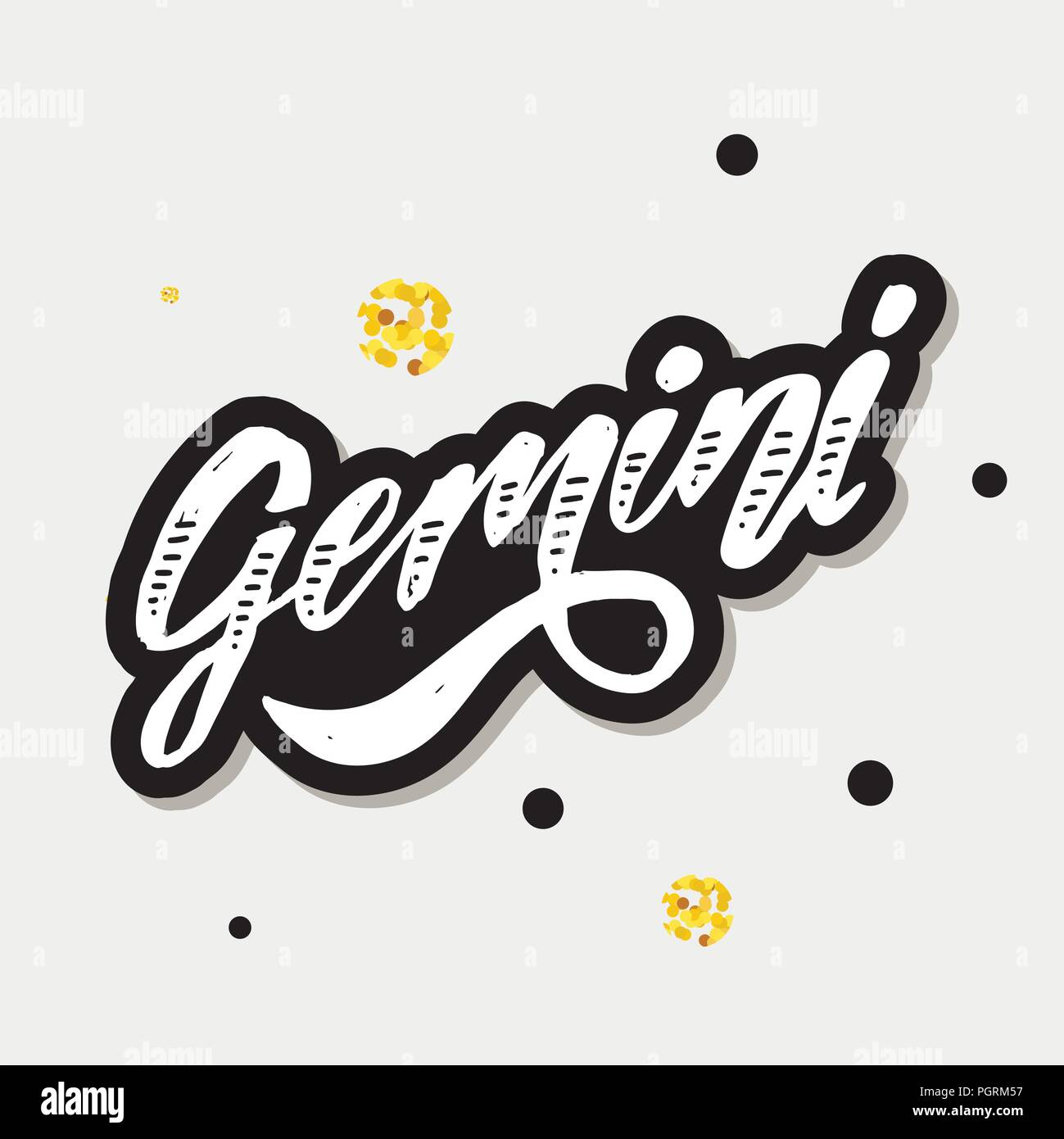 Gemini lettering Calligraphy Brush Text horoscope Zodiac sign ...