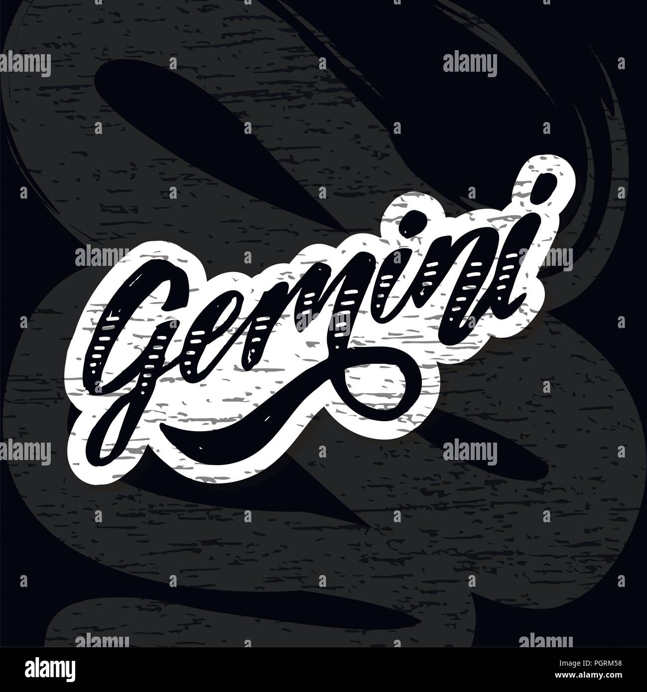 Gemini lettering Calligraphy Brush Text horoscope Zodiac sign ...