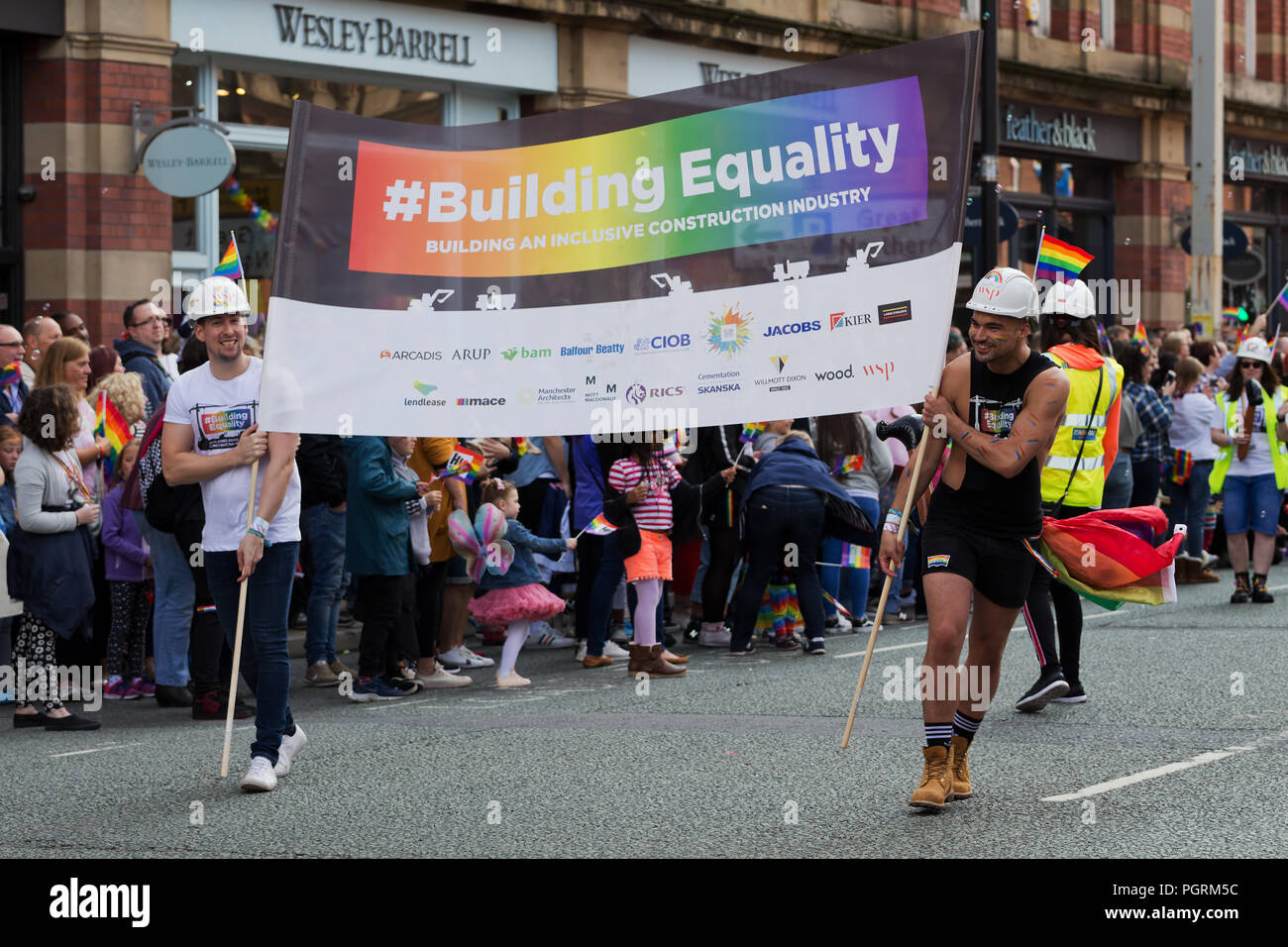 Building workers holding their banner taking part in the 2018 ...