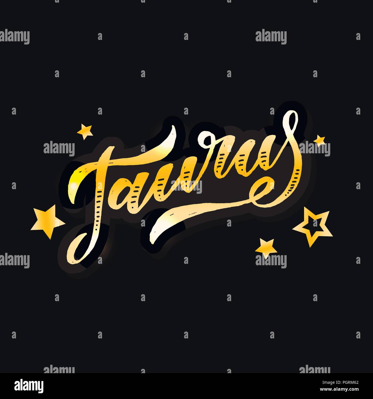 Taurus lettering Calligraphy Brush Text horoscope Zodiac sign ...