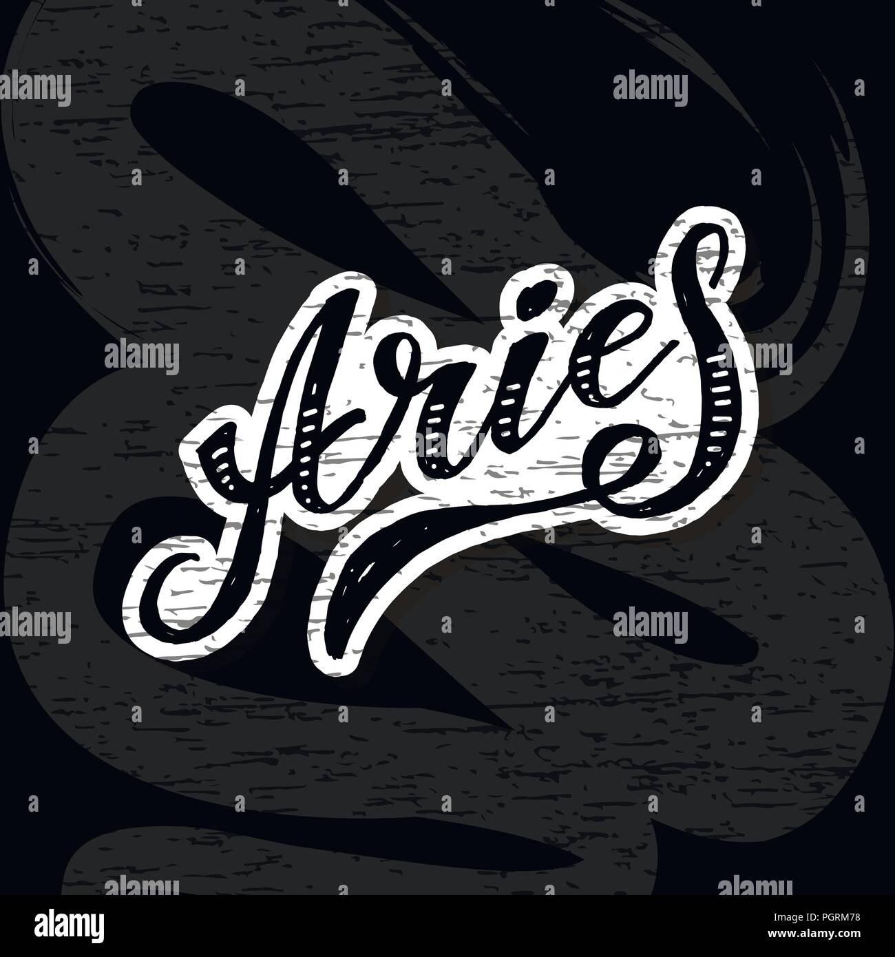 Aries lettering Calligraphy Brush Text horoscope Zodiac sign ...