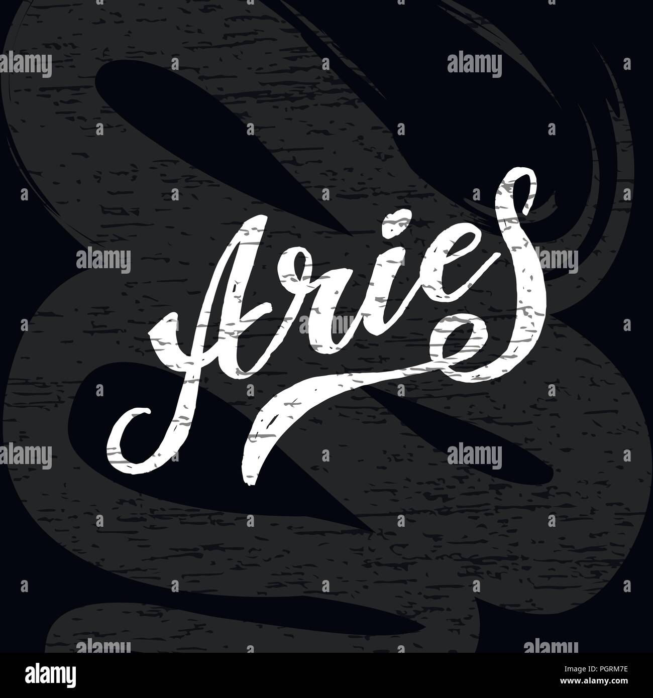 Aries lettering Calligraphy Brush Text horoscope Zodiac sign ...