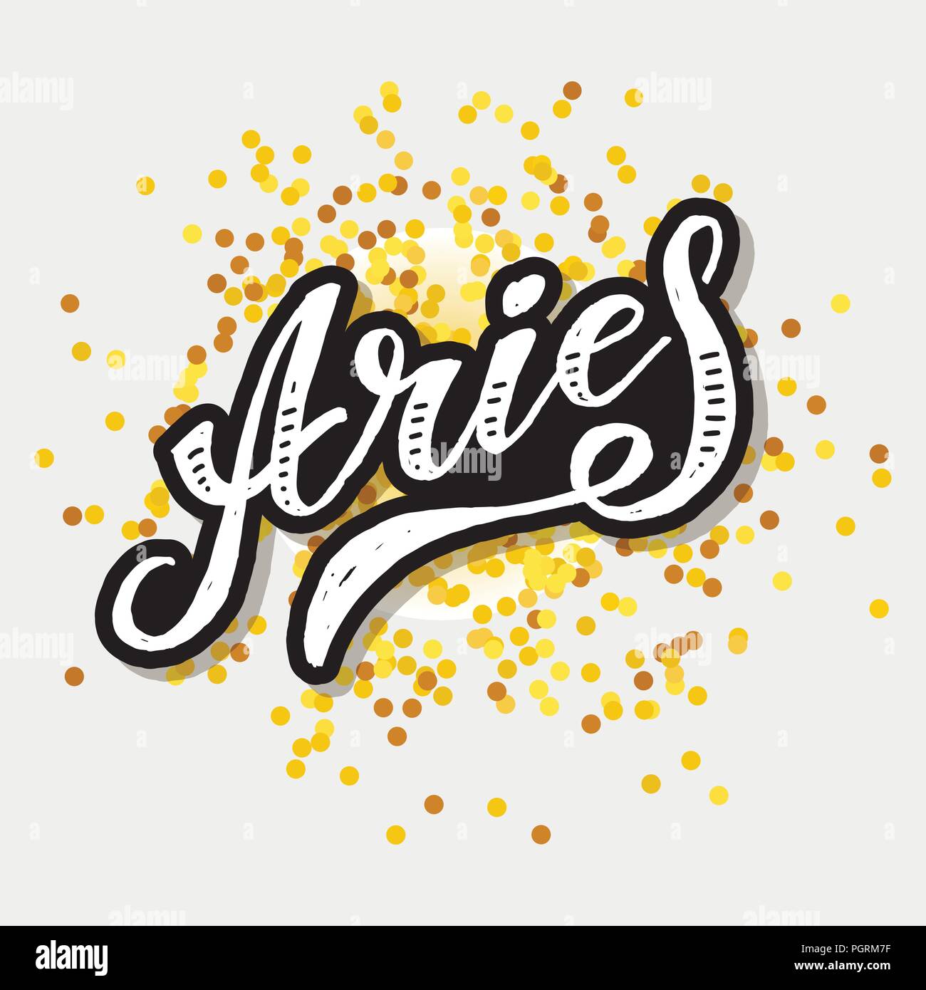 Aries lettering Calligraphy Brush Text horoscope Zodiac sign ...