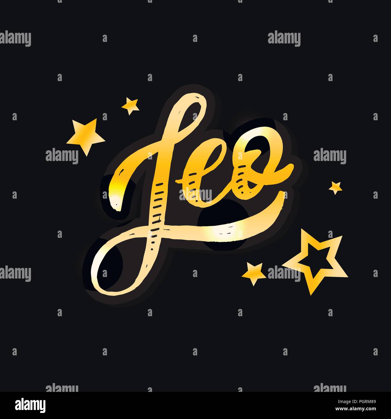 Leo lettering Calligraphy Brush Text horoscope Zodiac sign illustration ...