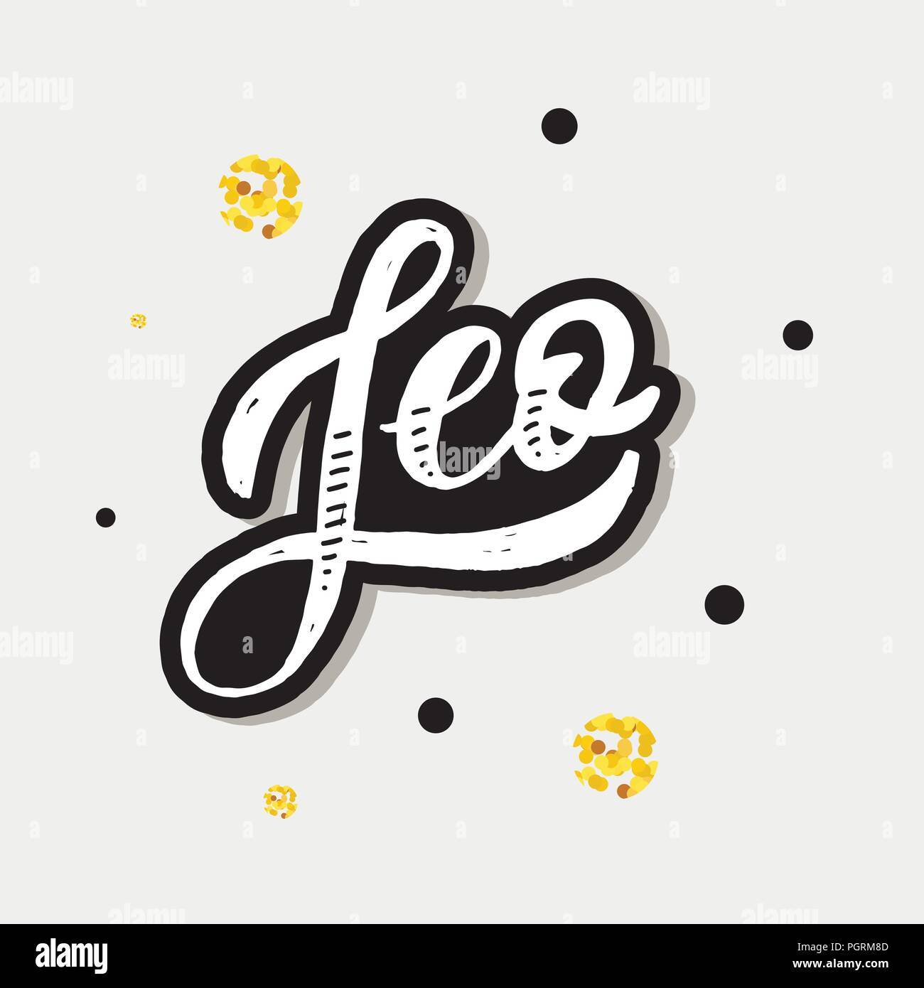 Leo lettering Calligraphy Brush Text horoscope Zodiac sign illustration ...