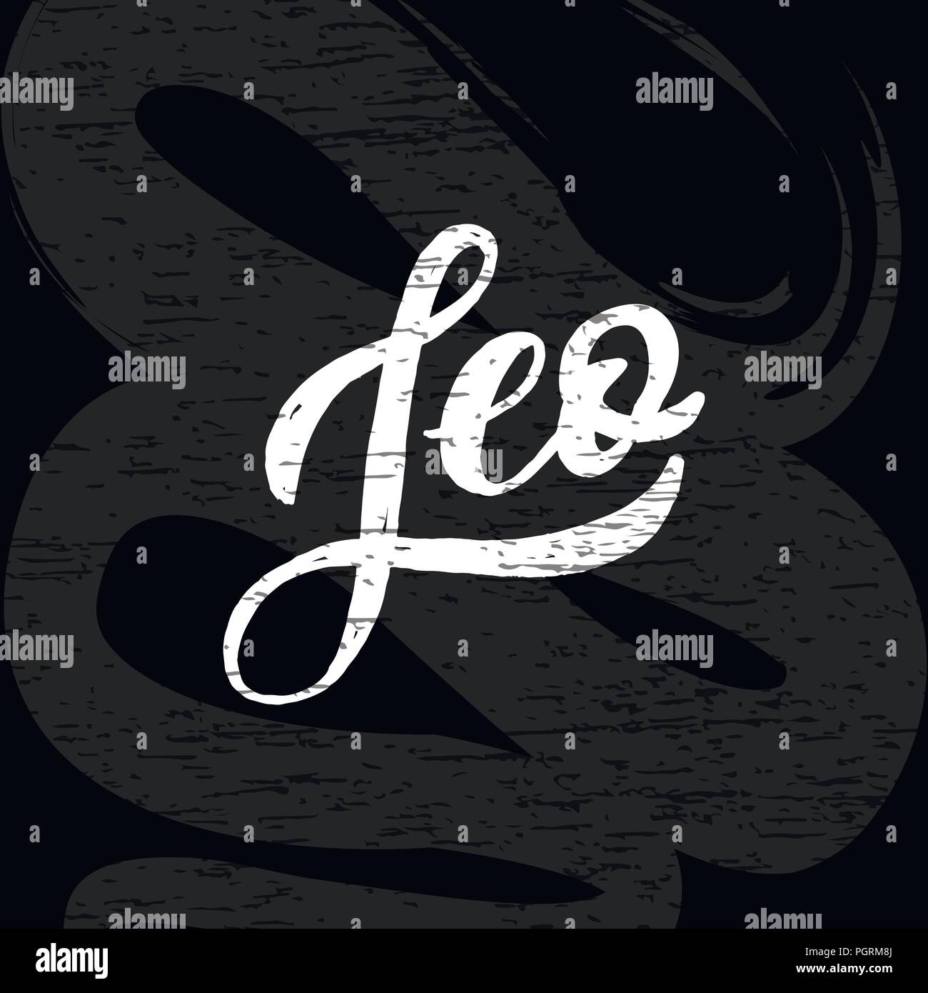 Leo lettering Calligraphy Brush Text horoscope Zodiac sign illustration ...
