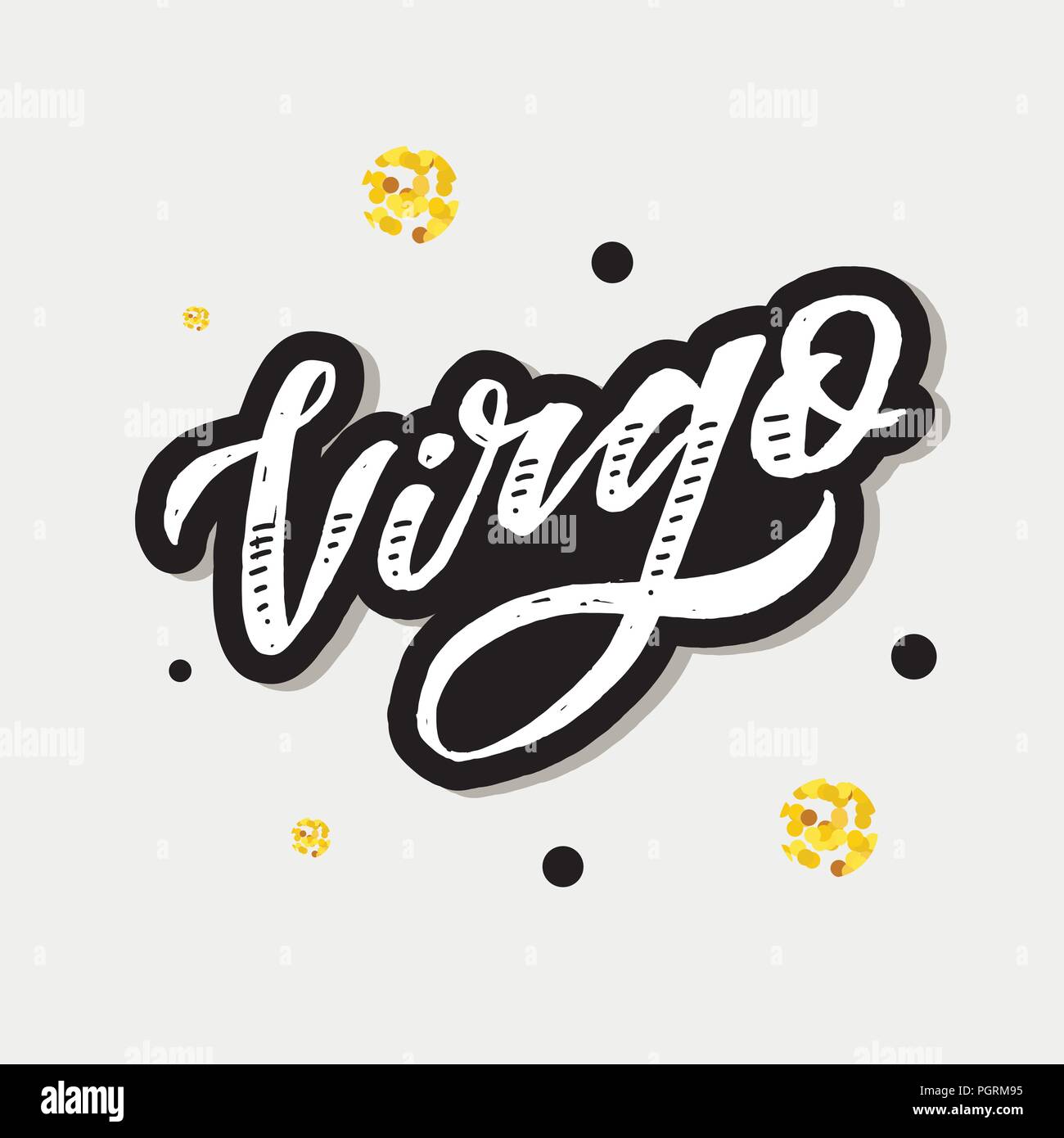 Virgo lettering Calligraphy Brush Text horoscope Zodiac sign ...
