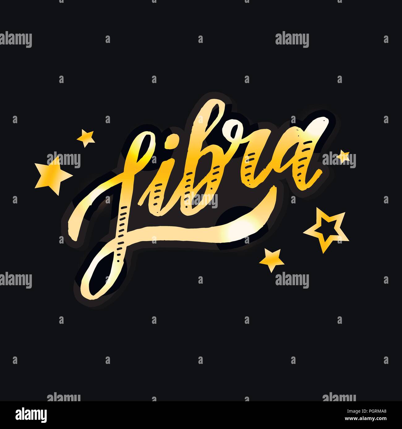 Libra lettering Calligraphy Brush Text horoscope Zodiac sign ...
