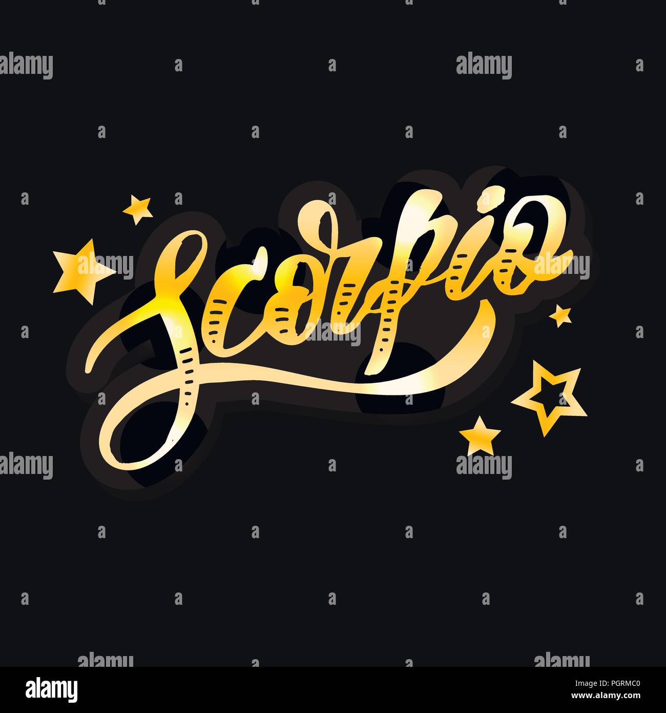 Scorpio lettering Calligraphy Brush Text horoscope Zodiac sign ...