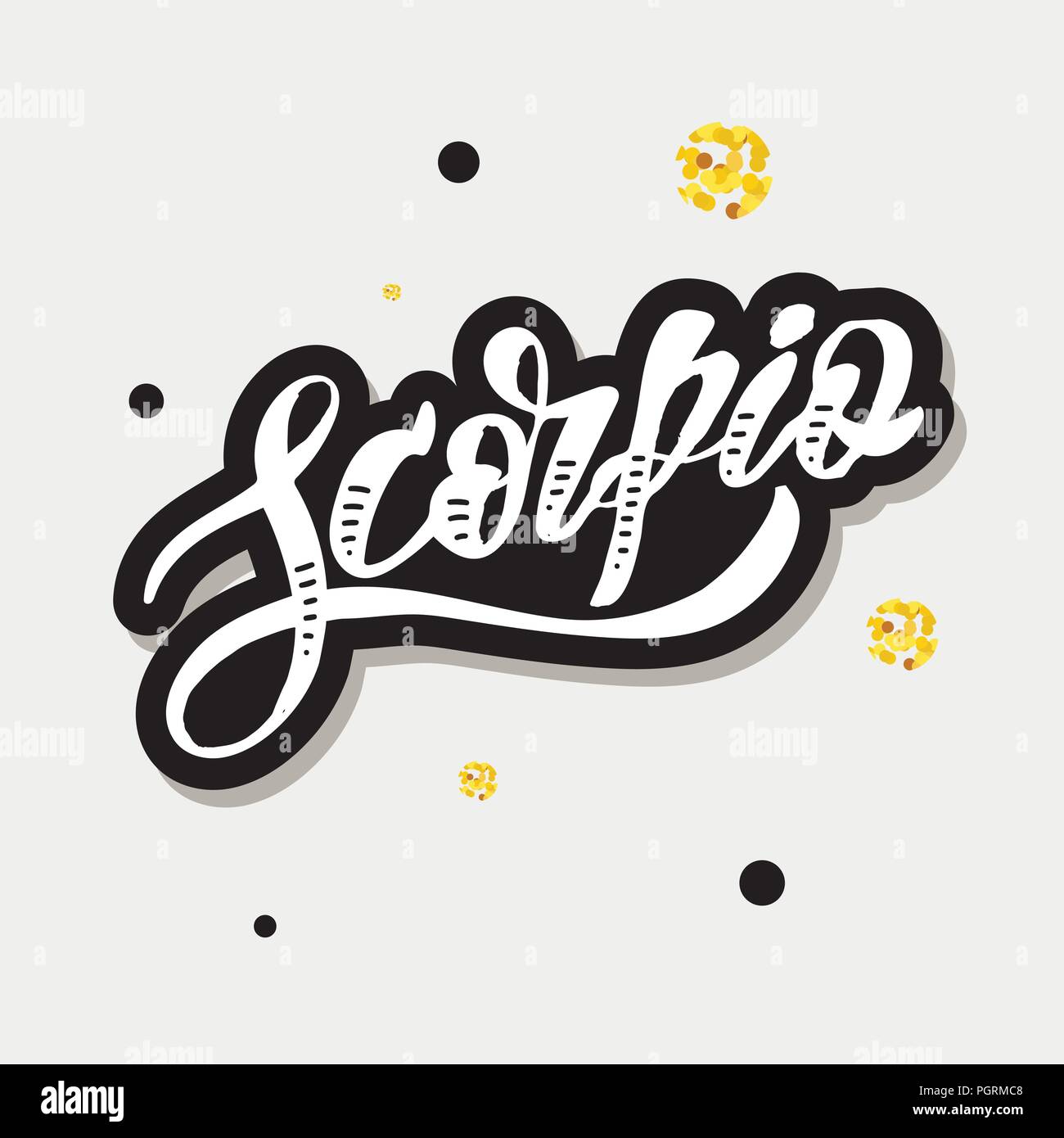 Scorpio lettering Calligraphy Brush Text horoscope Zodiac sign ...