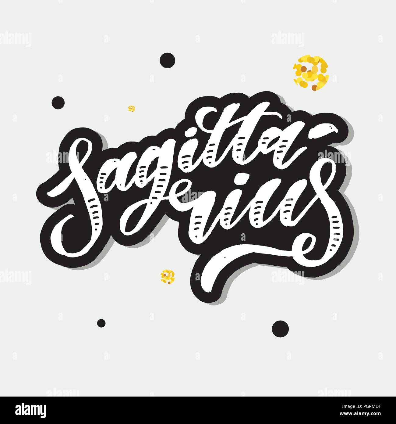 Sagittarius lettering Calligraphy Brush Text horoscope Zodiac sign ...