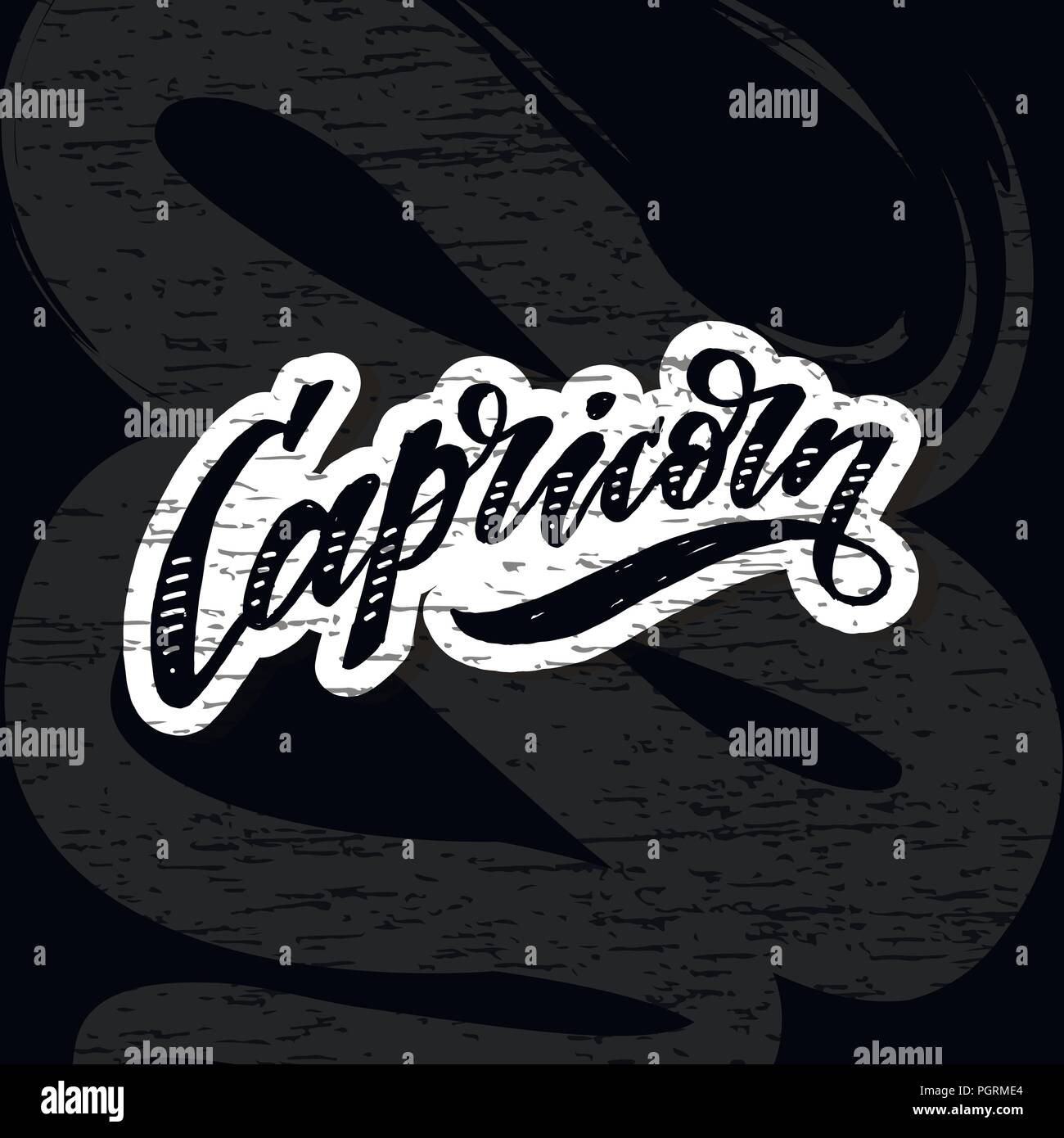 Capricorn lettering Calligraphy Brush Text horoscope Zodiac sign ...