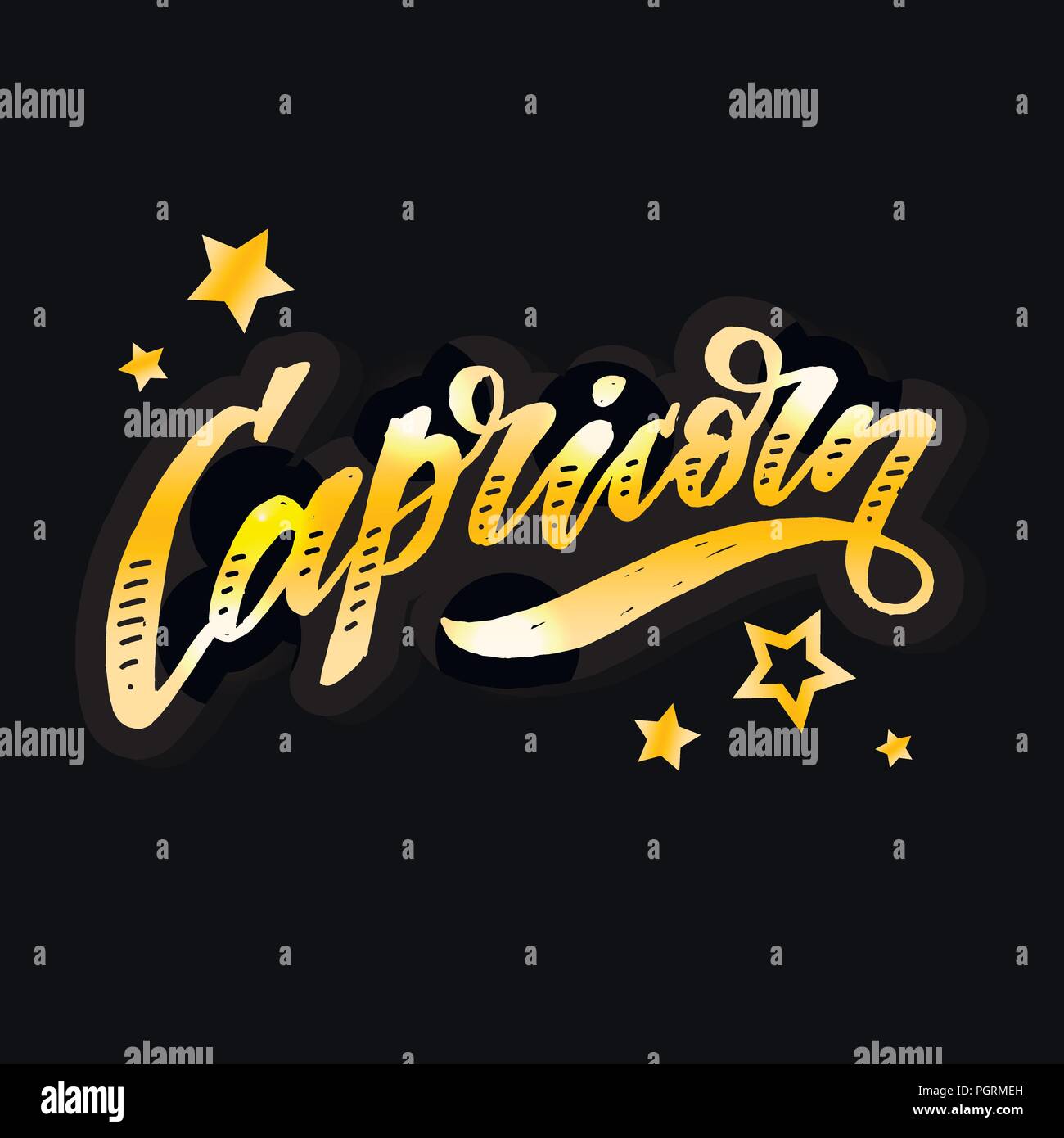 Capricorn lettering Calligraphy Brush Text horoscope Zodiac sign ...