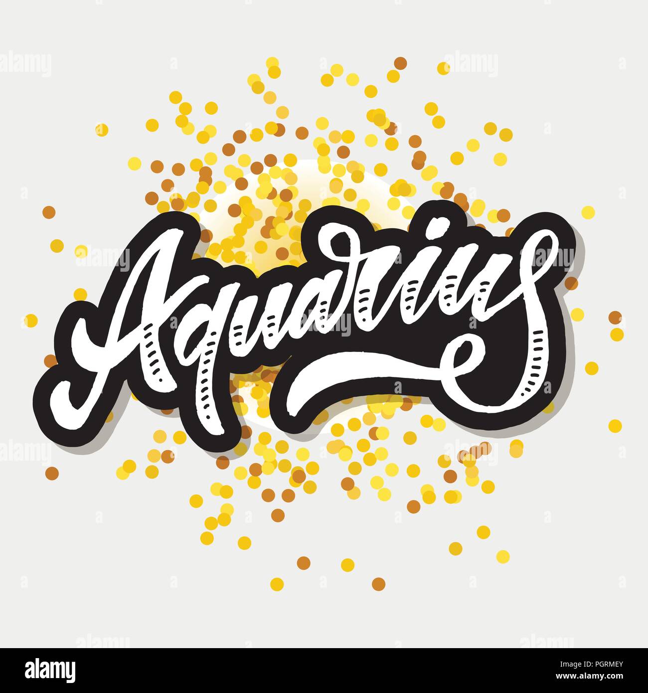 Aquarius lettering Calligraphy Brush Text horoscope Zodiac sign ...