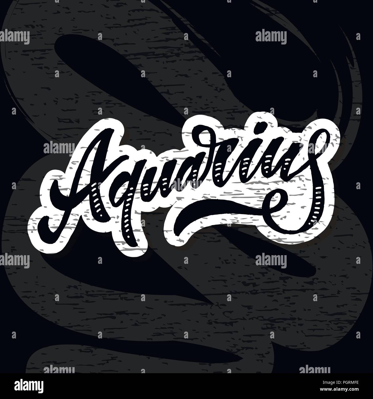 Aquarius lettering Calligraphy Brush Text horoscope Zodiac sign ...