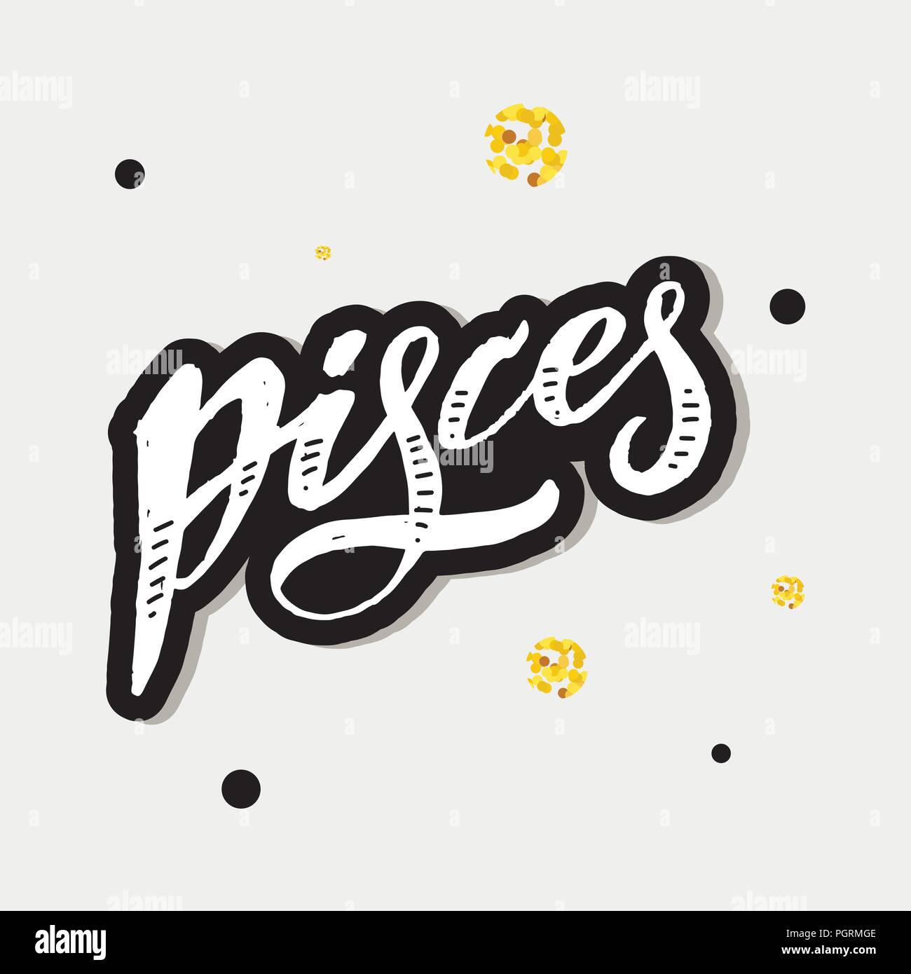 Pisces lettering Calligraphy Brush Text horoscope Zodiac sign ...
