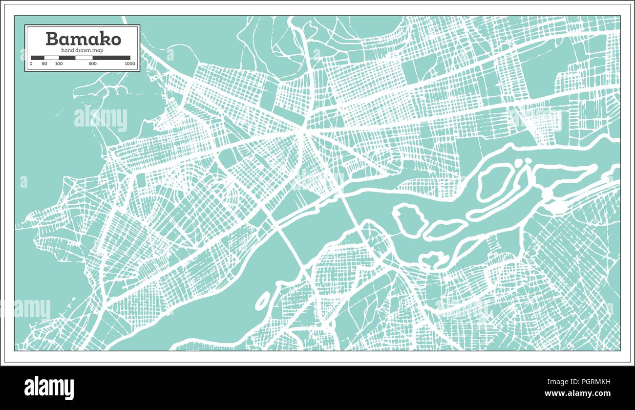 Bamako Mali City Map in Retro Style. Outline Map. Vector Illustration ...