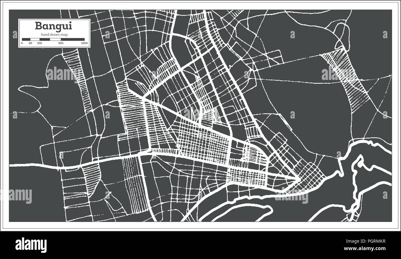Bangui Central African Republic City Map in Retro Style. Outline Map ...