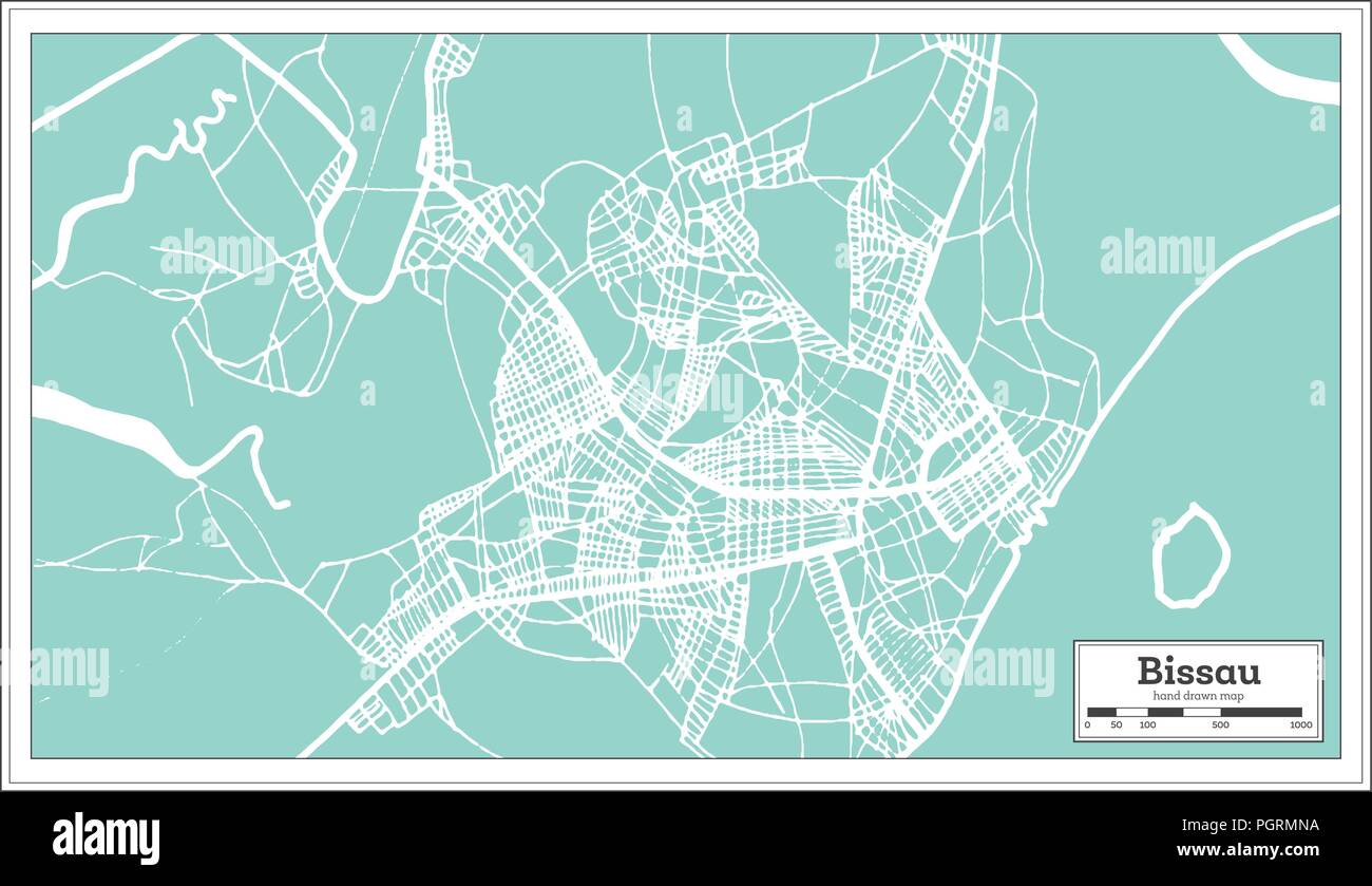 Bissau Republic of Guinea-Bissau City Map in Retro Style. Outline Map ...