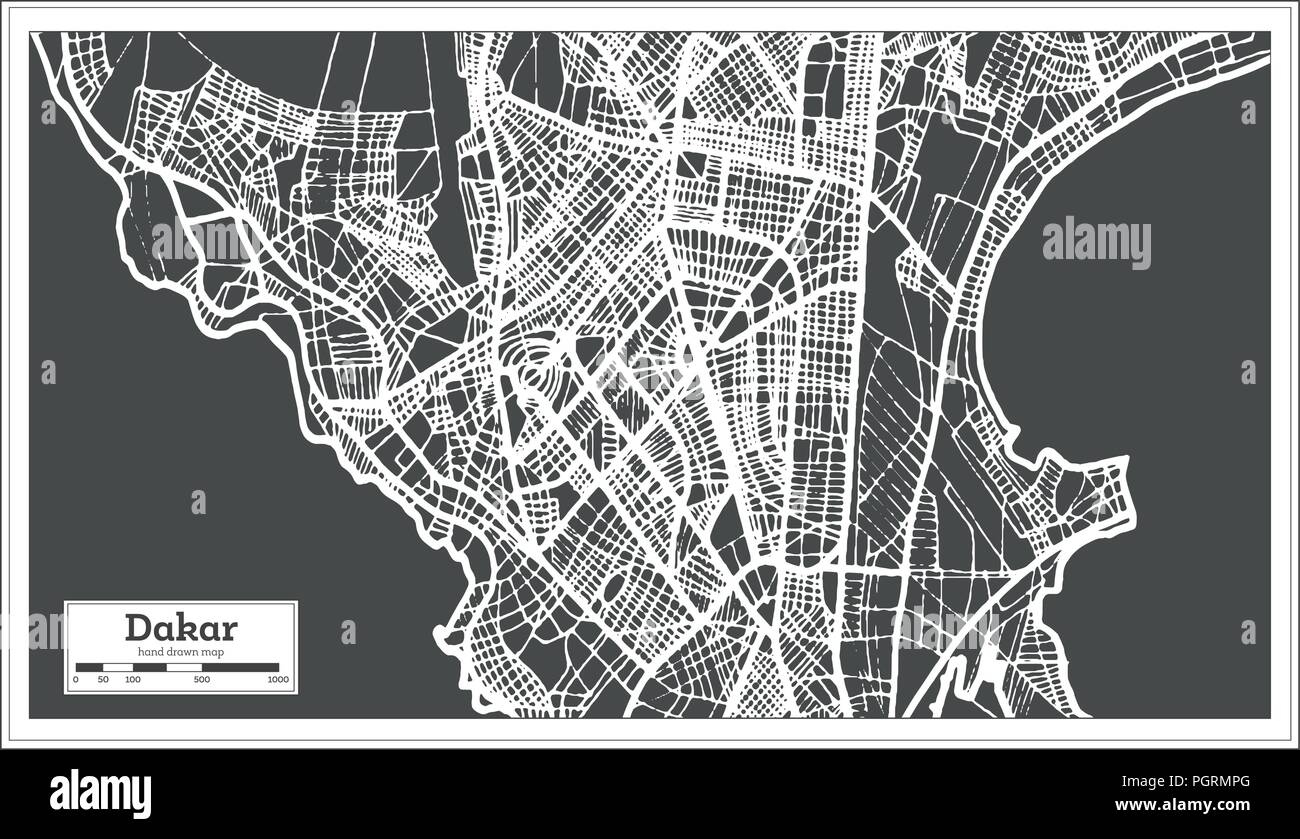 Dakar Senegal City Map in Retro Style. Outline Map. Vector Illustration Stock Vector Image & Art ...