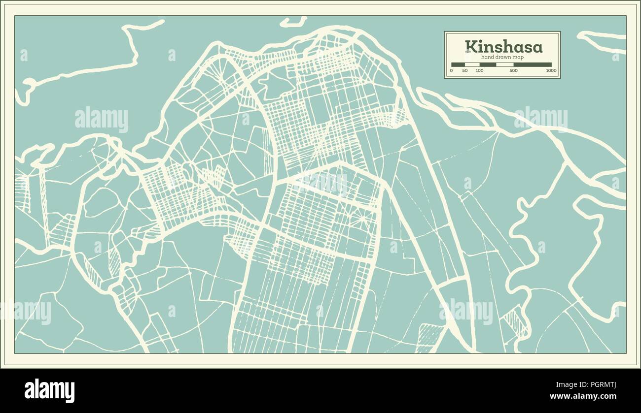 Kinshasa Democratic Republic Of The Congo City Map In Retro Style