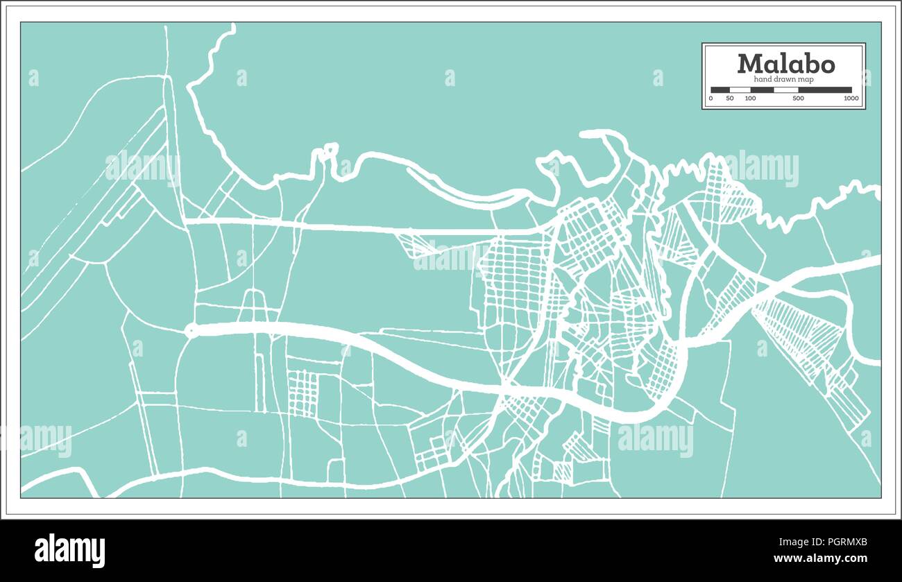 Malabo Equatorial Guinea City Map in Retro Style. Outline Map. Vector ...
