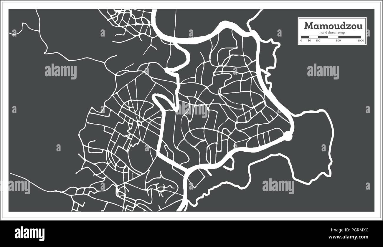 Mamoudzou Mayotte City Map in Retro Style. Outline Map. Vector ...