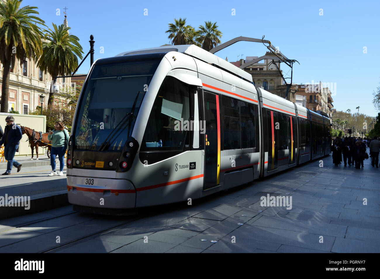 Europe, Spain, Andalucia, Seville Electric Tram Stock Photo - Alamy