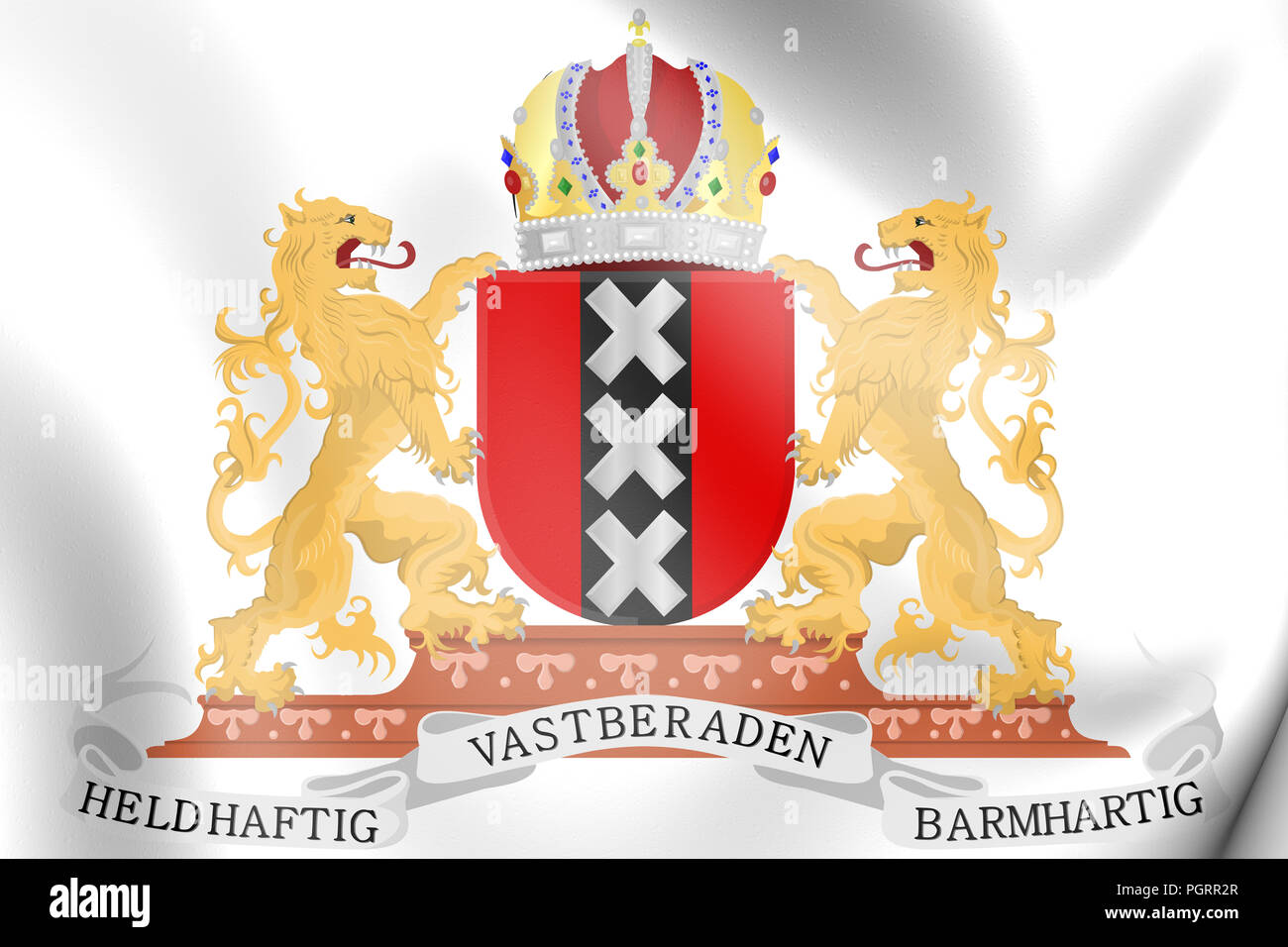 3D Amsterdam Coat of Arms, Netherlands. 3D Illustration Stock Photo - Alamy