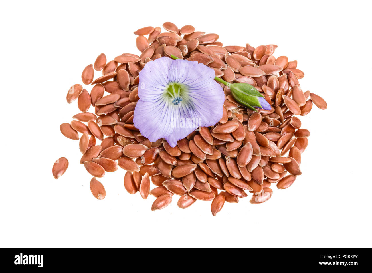 flax seeds with flower isolated on white background Stock Photo - Alamy