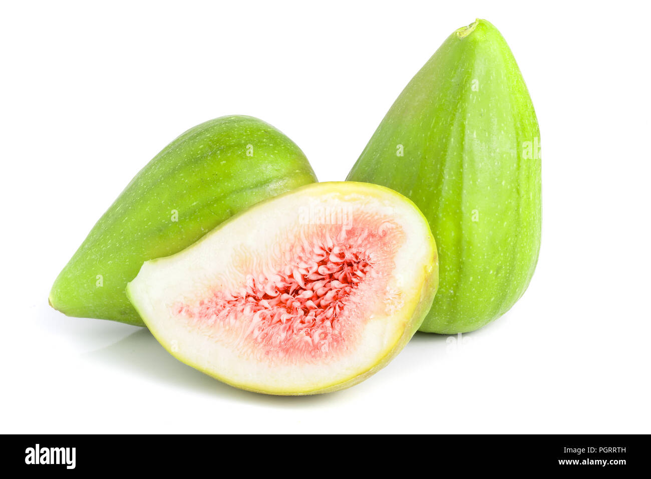 Ripe green fig fruit and half isolated on white background Stock Photo ...