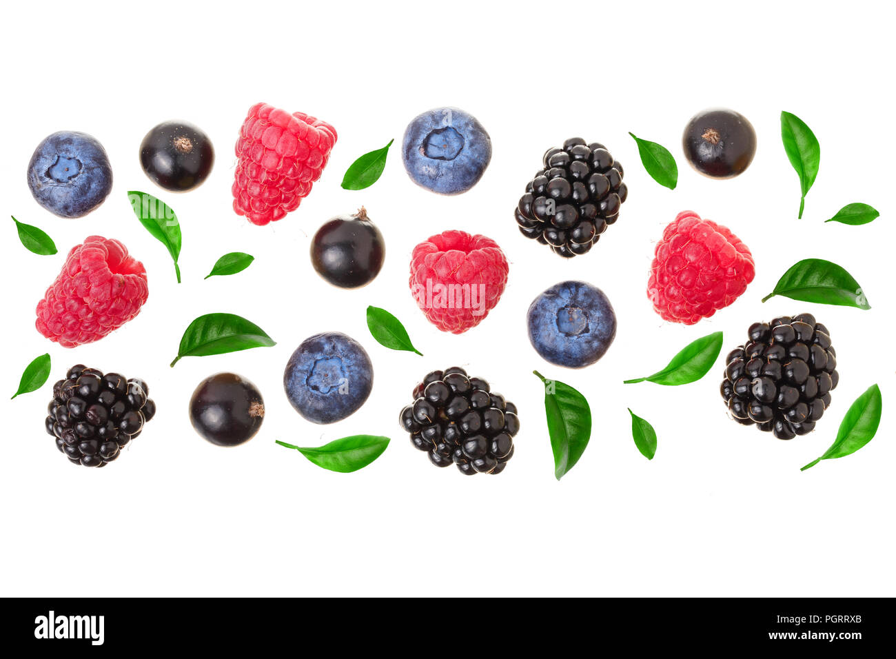 blackberry blueberry raspberry black currant isolated on white ...
