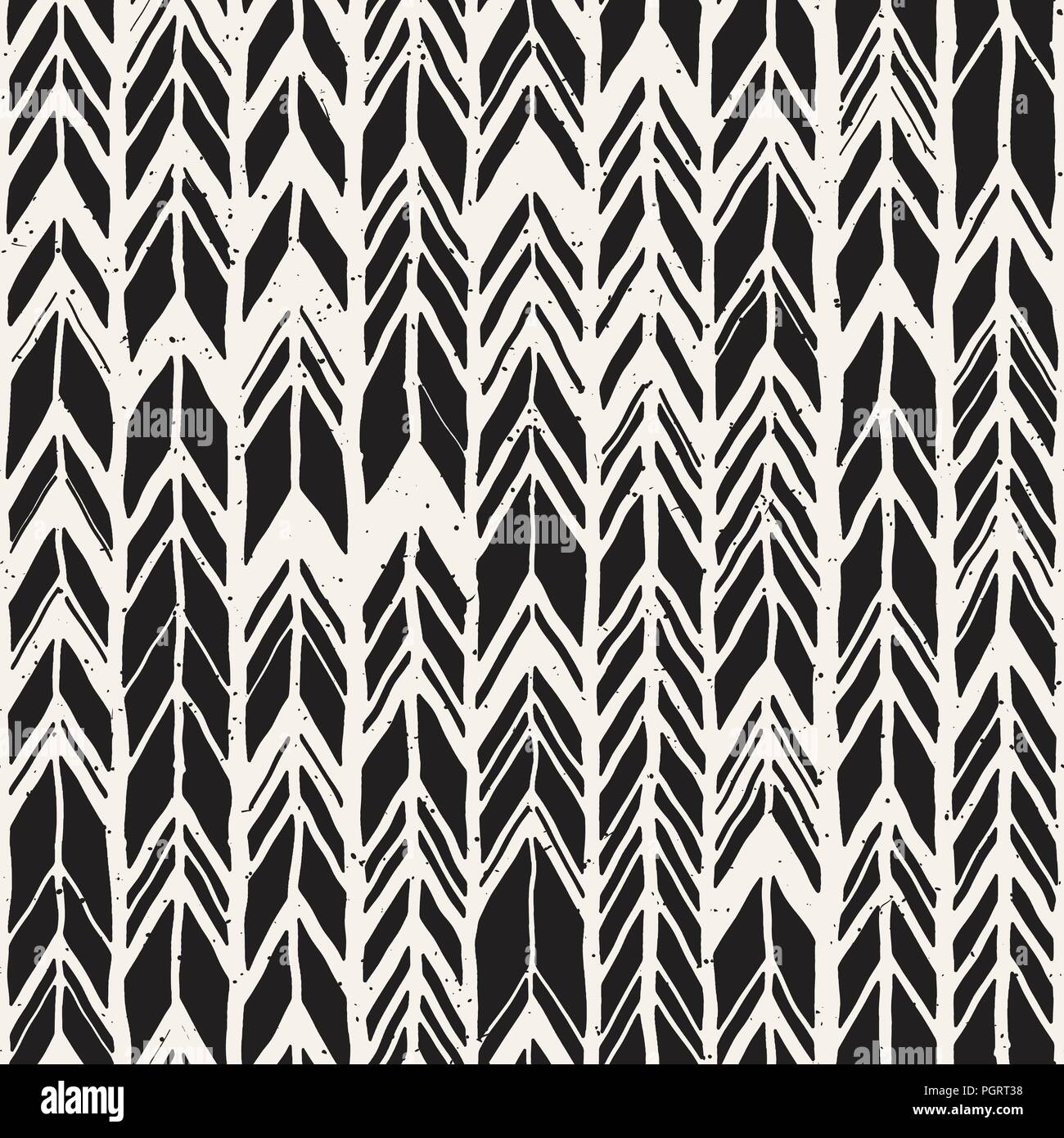 Seamless hand drawn style chevron pattern in black and white. Abstract ...