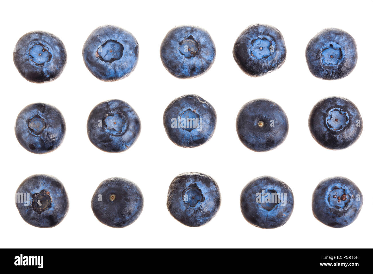 fresh ripe blueberry isolated on white background. Top view. Flat lay ...